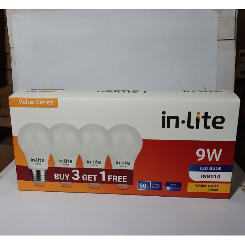 Jual LAMPU LED INLITE PAKET 3+1 9W PUTIH E27 | Shopee Indonesia
