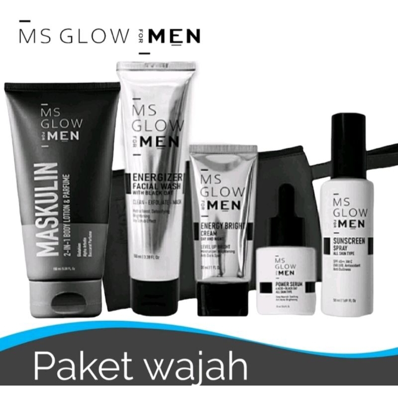 Jual MS GLOW FOR MEN ORIGINAL 100% PAKET LENGKAP SKINCARE PRIA PERAWATAN WAJAH MA GLOW MAS GLOW ...