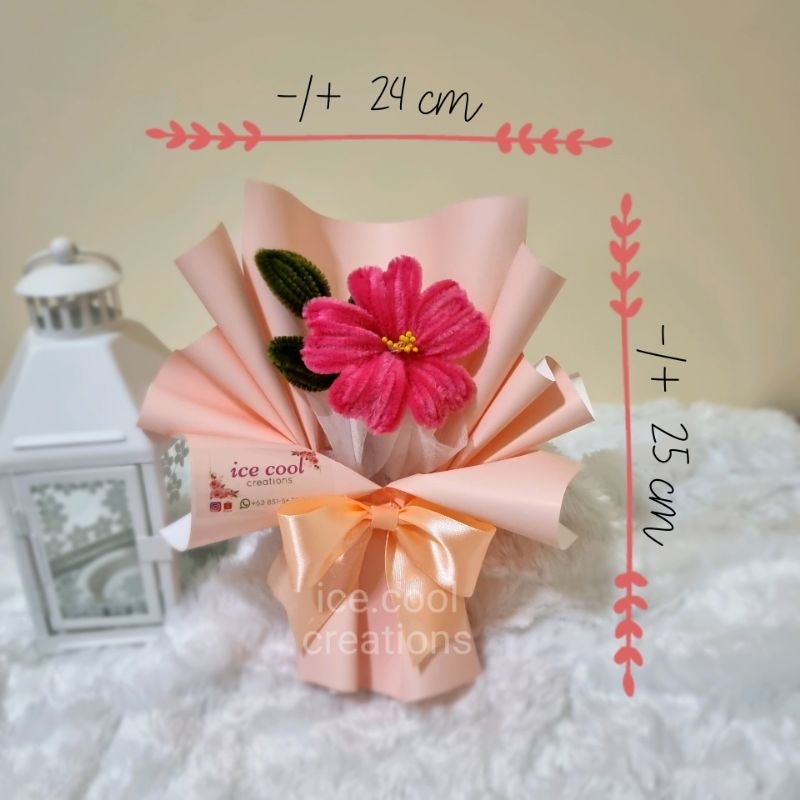 Jual Buket Bunga Kawat Bulu Mini Single Flower Bunga Kawat Bulu