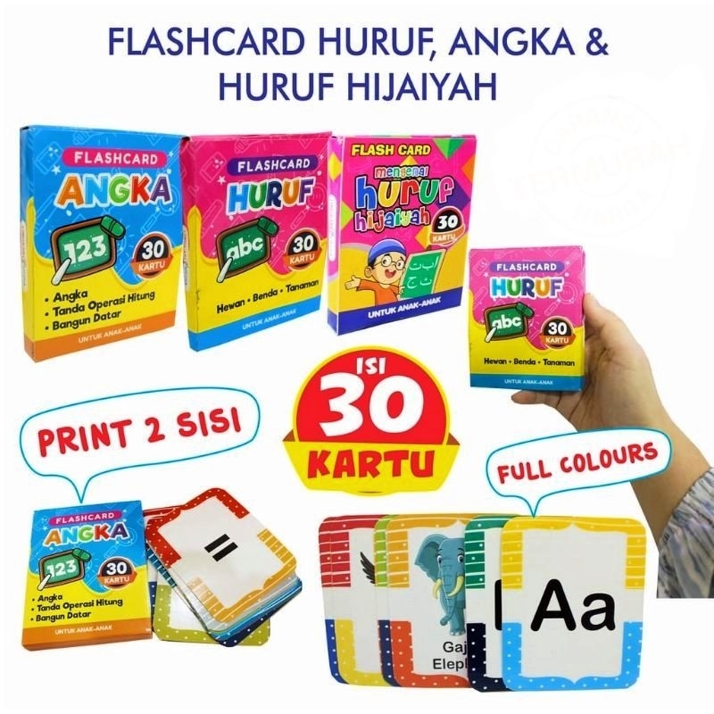 Jual Mainan Edukasi Anak FlashCard Belajar Anak/Flashcard Isi 30 Kartu ...