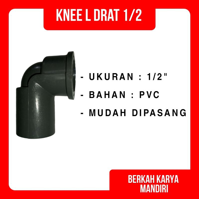 Jual Keni Drat Dalam 1/2 Inch / KDD 1/2 Inch PVC / Knee Drat Dalam 1/2 ...
