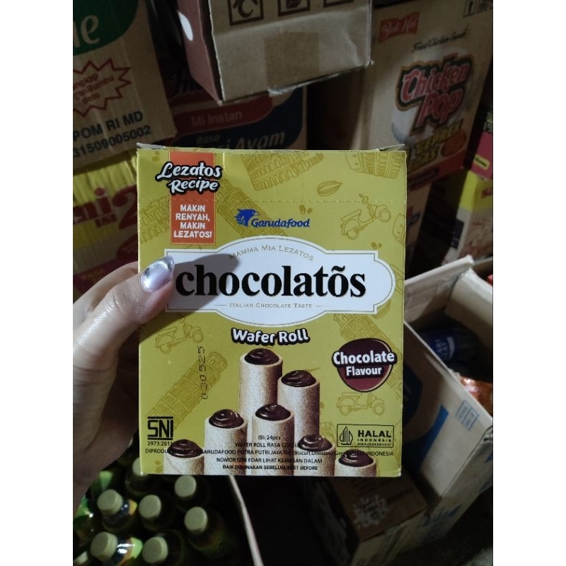 Jual chocolatos wafer roll per kotak isi 24pcs/per pack isi 10bks ...