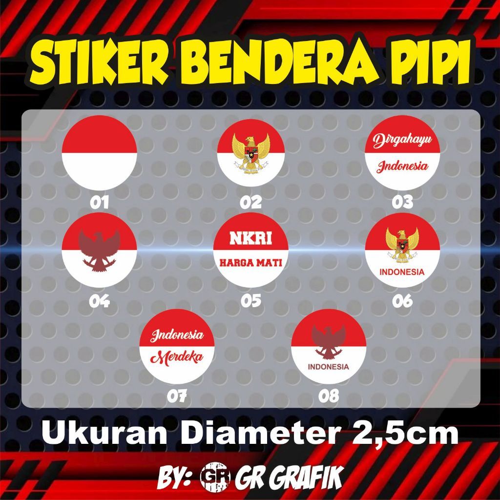 Jual Stiker Bendera Indonesia Pipi/ Bulat Pipi Bendera indonesia ...