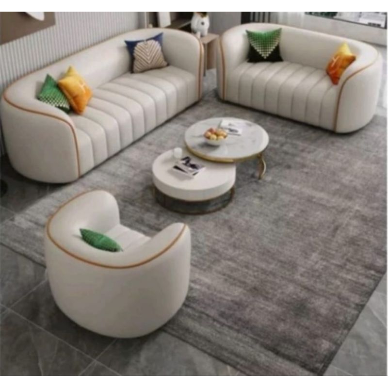 Jual sofa model set 321 ruang tamu minimalis bahan kulit | Shopee Indonesia