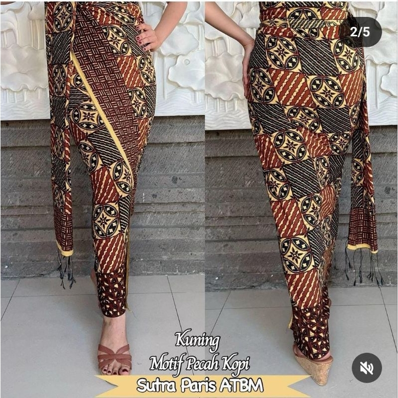 Jual Kamen Lembaran Sutra Paris ATBM Motif Pecah Kopi Set Selendang ...