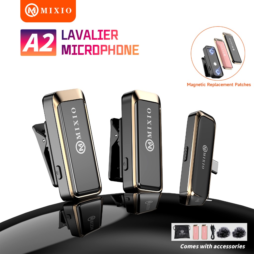 Jual MIXIO A1 A2 Microphone Wireless Mic clip on Live Dual Lavalier ...