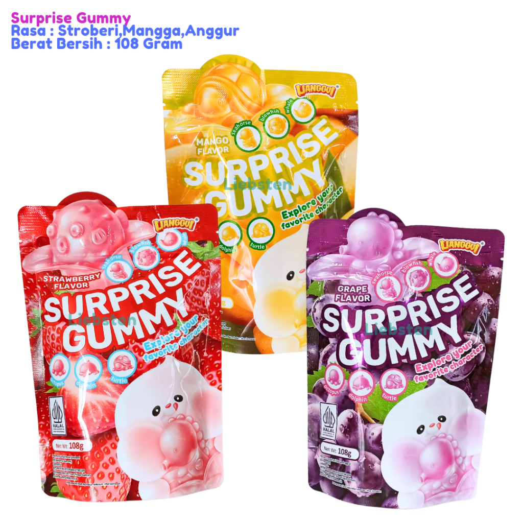 Jual Surprise Gummy Mango Grape Strawberry Permen Lunak Rasa Buah Aneka ...