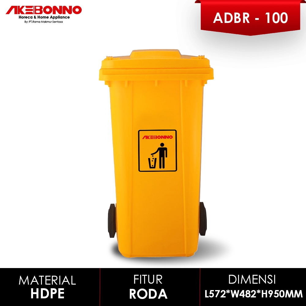 Jual AKEBONNO - Plastic Dustbin/Trashbin/Tong/Tempat Sampah Roda Plastik Jumbo 100L HDPE Yellow ...