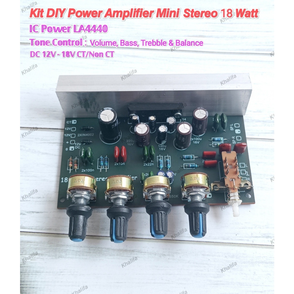 Jual DIY Kit Modul Driver Power Amplifier Mini Stereo 18W LA4440 DC 12V ...