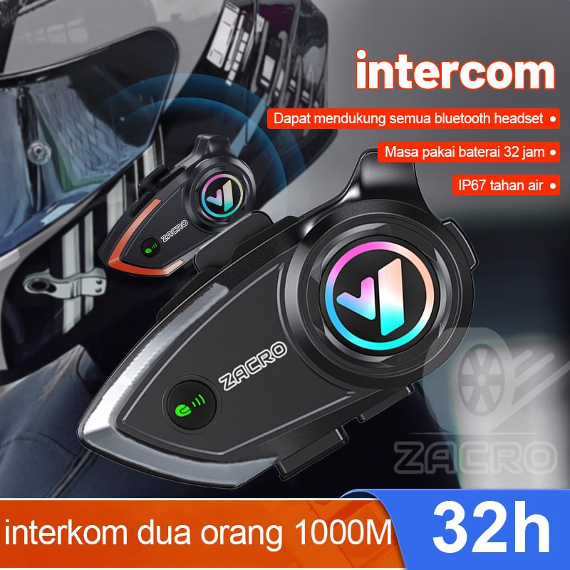 Jual ZACRO Y80 2X Intercom helm Bluetooth Chip Qualcomm 5.0 FM Radio ...
