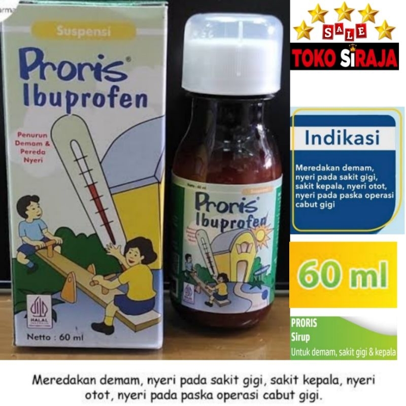 Jual PRORIS SUSPENSI IBUPROFEN 60 ML / OBAT DEMAM NYERI ANAK PRORIS ...
