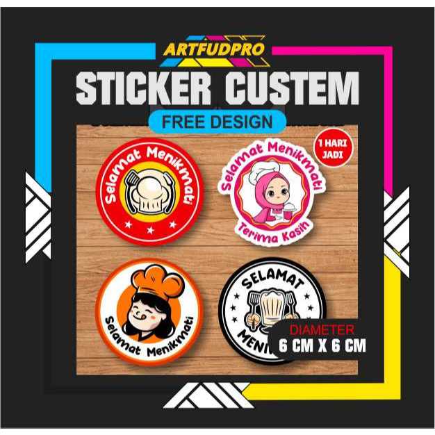 Jual Cetak Stiker Makanan Custom Chomo [TANPA CUTTING] 1 HARI JADI ...