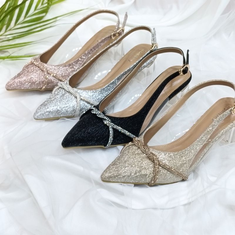 Jual SEPATU TALI PESTA WEDDING HEELS KACA 5CM | Shopee Indonesia