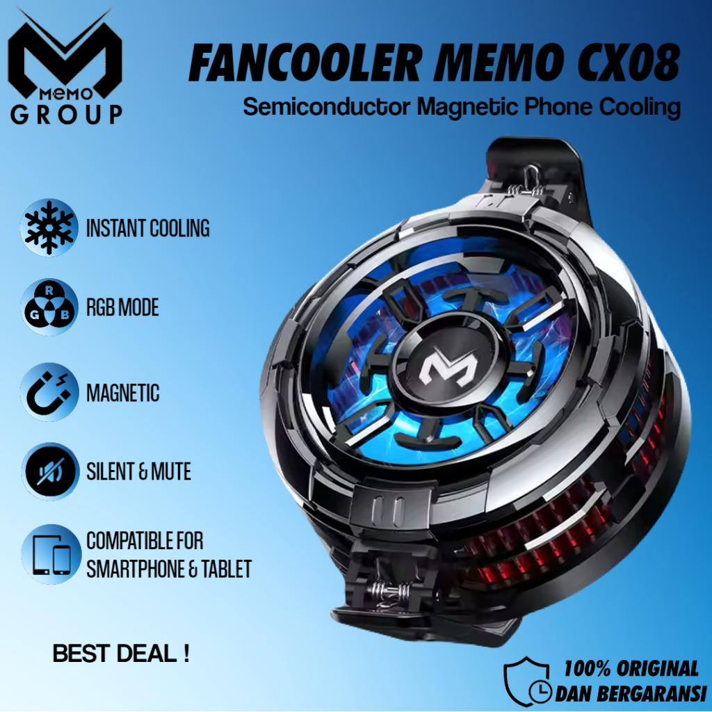 Jual MEMO CX08 PHONE COOLER FANCOOLER MAGNETIC COOLER AND CLIP 2 IN 1 RGB PENDINGIN HP FUNCOOLER ...