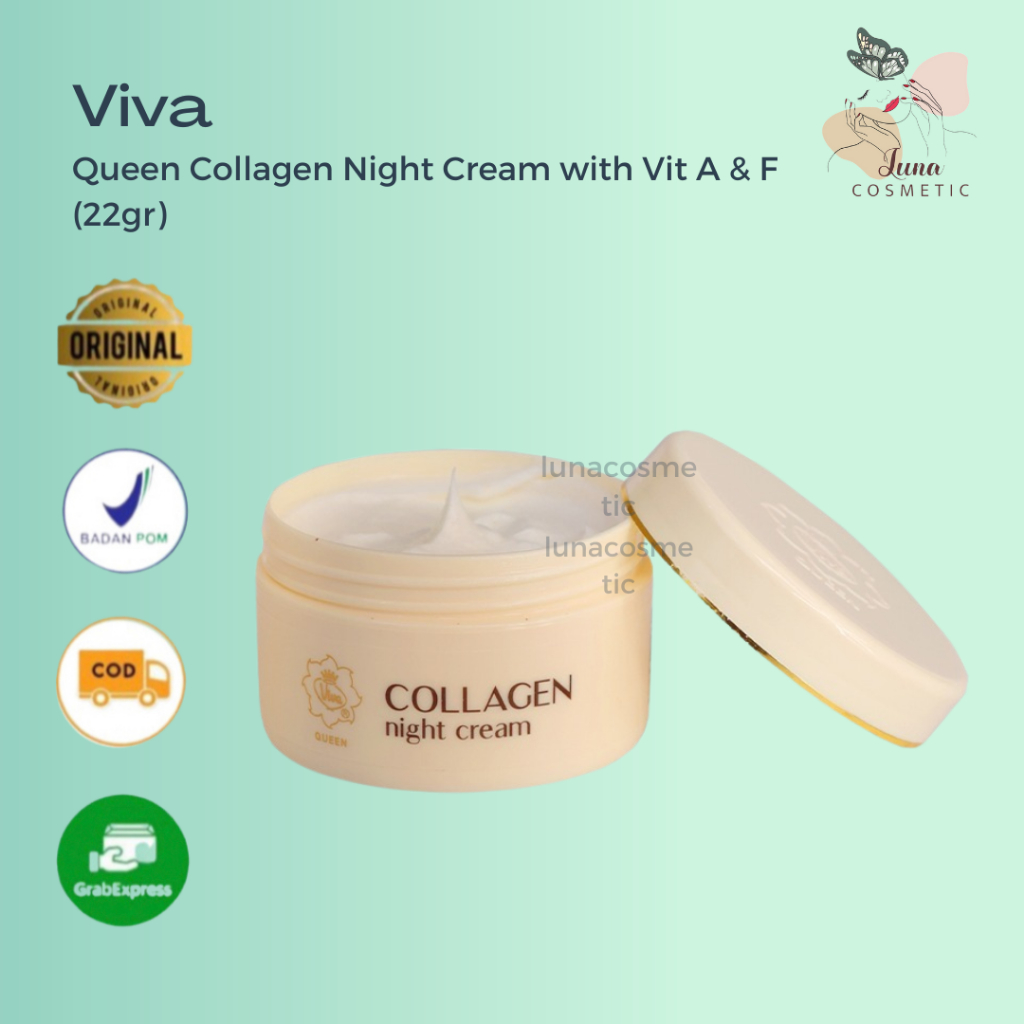 Jual Viva Anti Wrinkle 22gr Queen Collagen Night Cream with Vit A & F ...