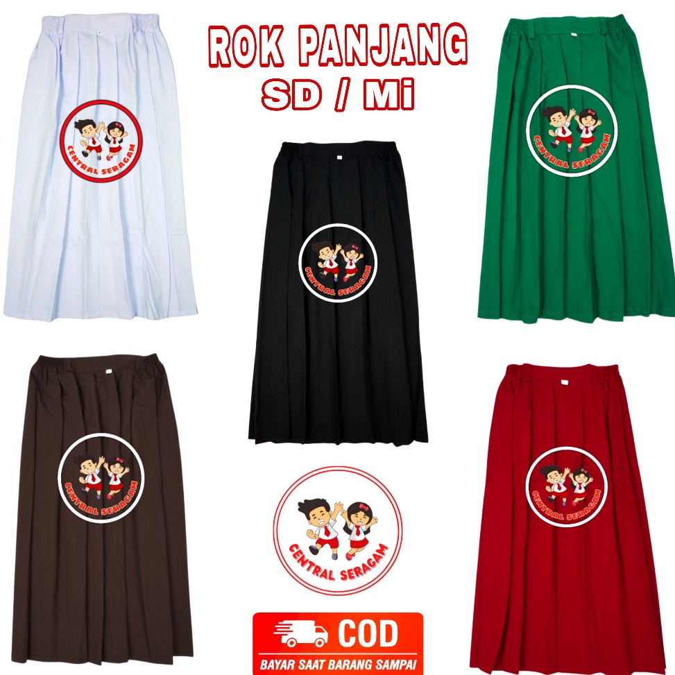Jual Rok Panjang Sekolah SD Perempuan Seragam Sekolah SD MI Rok Panjang Rempel Lipit Merah ...
