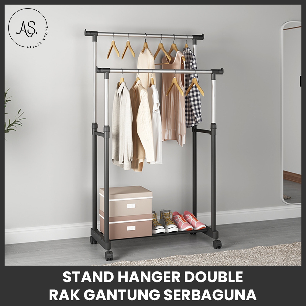 Jual AS Stand Hanger Double Rak Gantung Serbaguna | Shopee Indonesia
