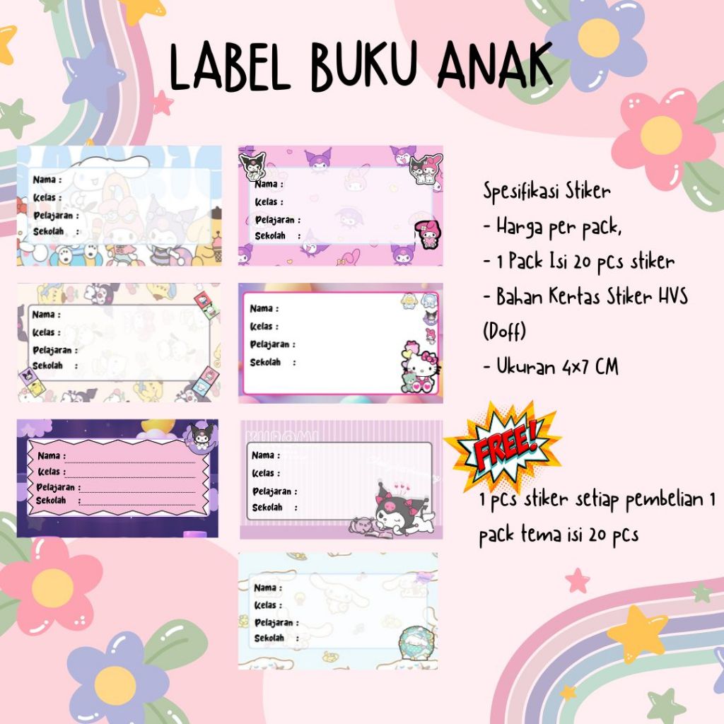 Jual 20 Pcs Pack Stiker Mata Pelajaran - Label Buku Mata Pelajaran ...