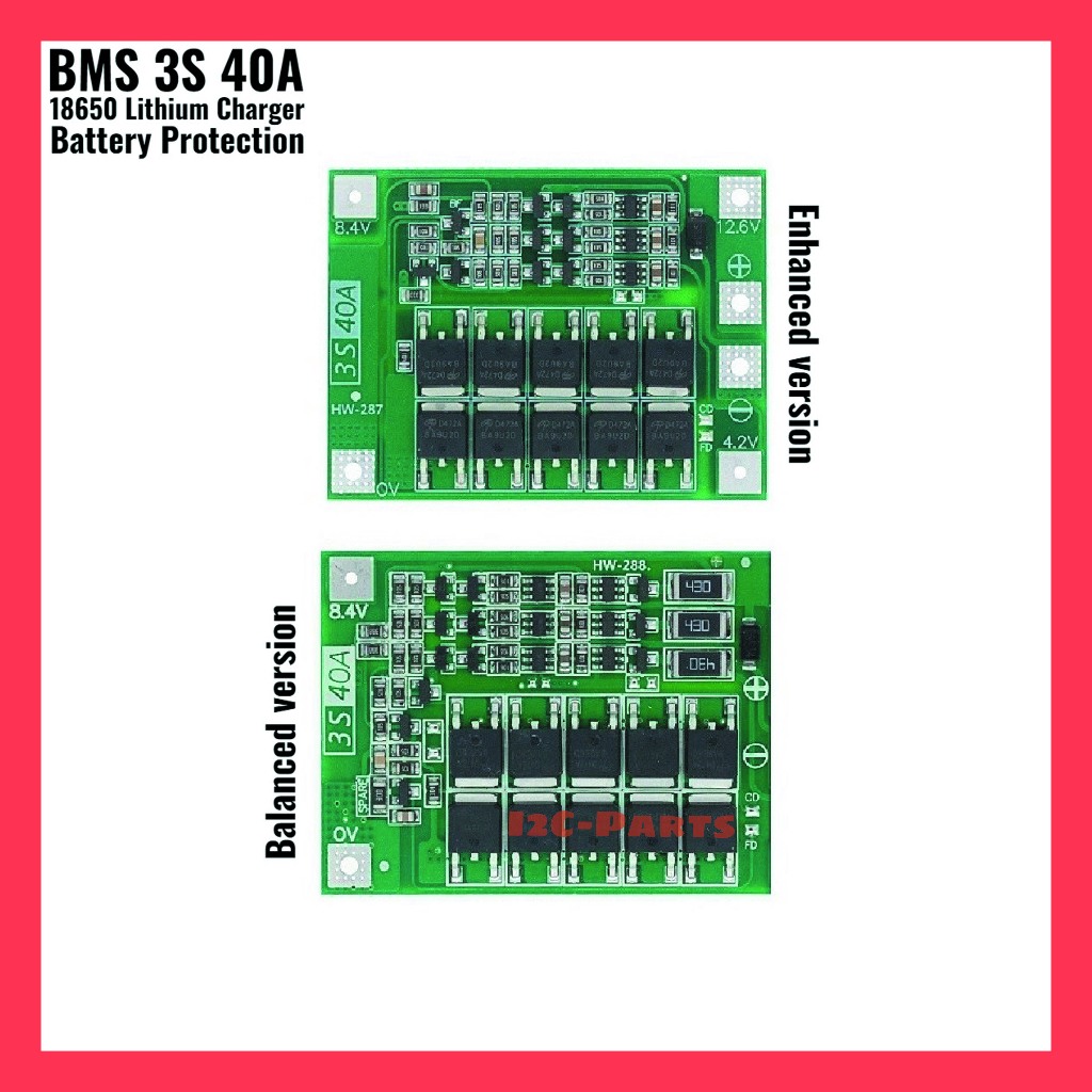 Jual BMS 3S 40A Li-ion 18650 Battery Charger Protection Enhanced ...