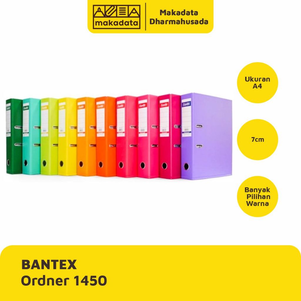 Jual ORDNER BANTEX PVC 1450 UKURAN A4 - 7CM WARNA-WARNI (1 PCS) | Shopee Indonesia