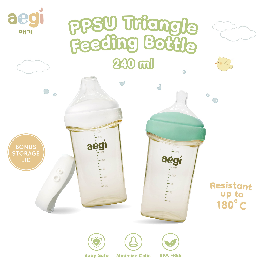 Jual AEGI - PPSU Triangle Feeding Bottle 150ML/240ML /Botol Minum Susu Anak Bayi Newborn ...