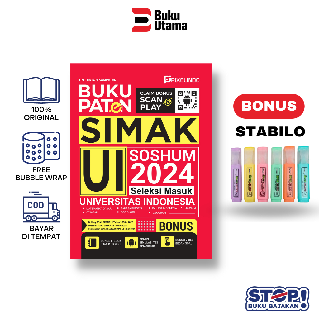 Jual BUKU PATEN TES SIMAK SELEKSI MASUK UI SOSHUM TERBARU 2024 ... Jual BUKU PATEN TES SIMAK SELEKSI MASUK UI SOSHUM TERBARU 2024 ...