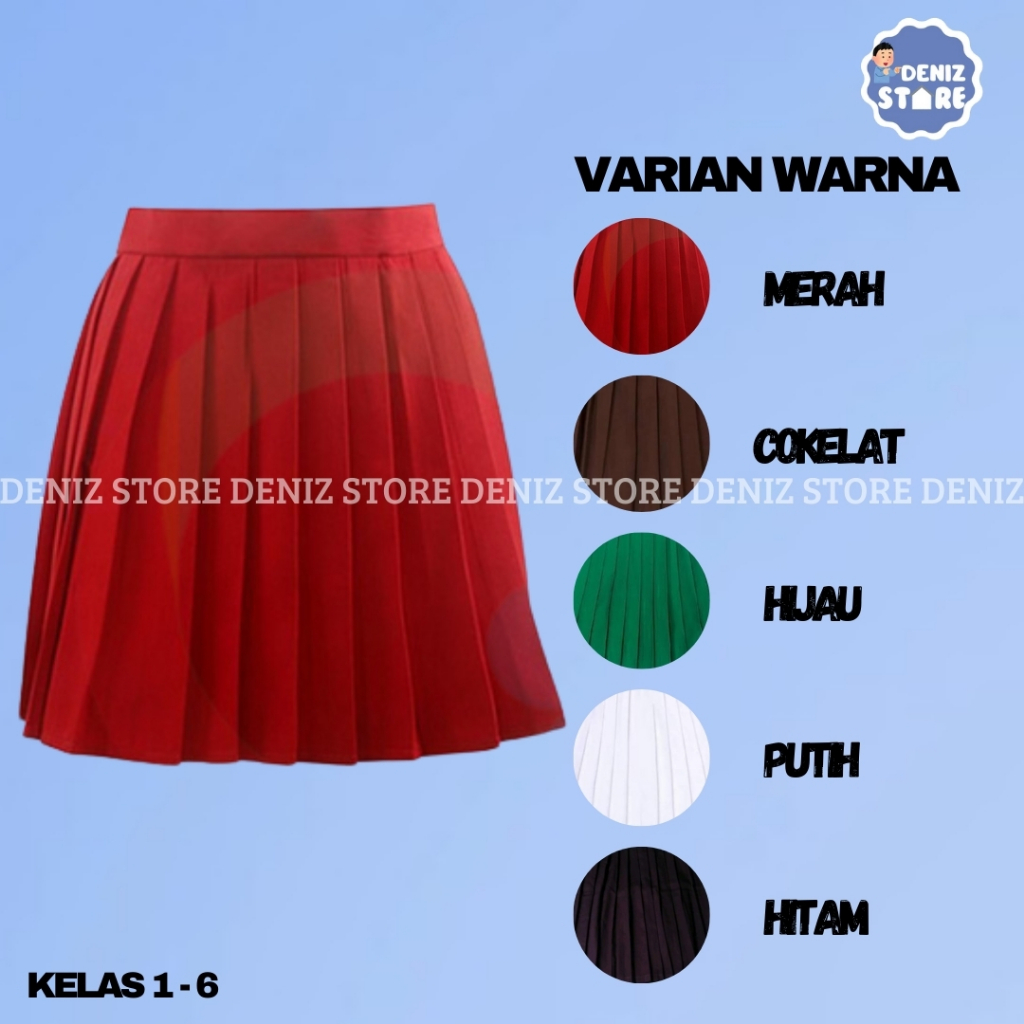 Jual Seragam Sekolah SD Rok Rempel Pendek PerempuanI Warna Kelas 123456 | Shopee Indonesia