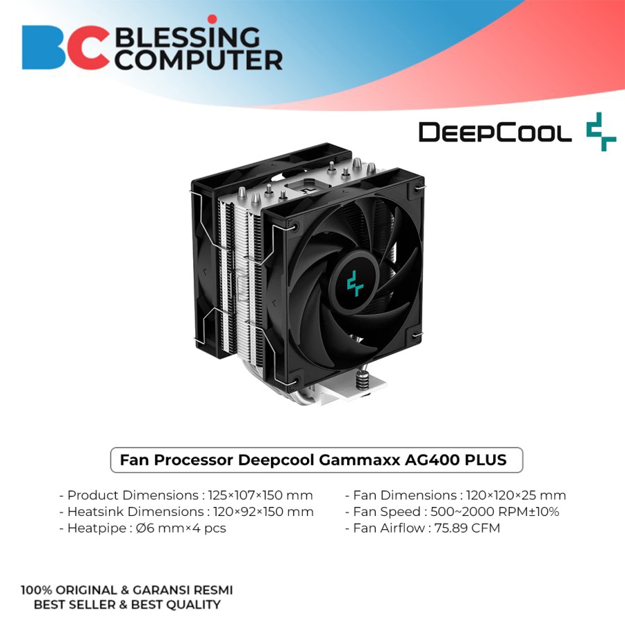 Jual Fan Processor Deepcool Gammaxx AG400 PLUS R-AG400-BKNNMD-G ...