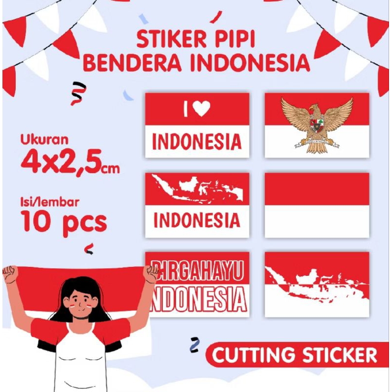 Jual Stiker Pipi Merah Putih / Sticker Bendera Pipi / Stiker Tempel ...