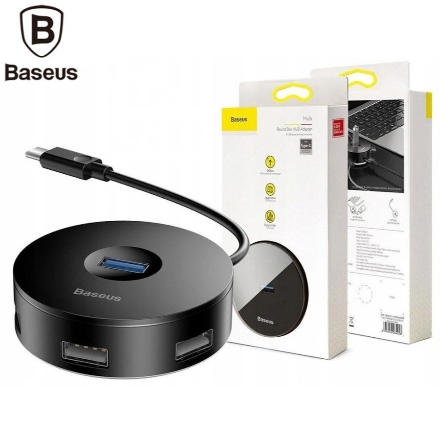 Jual BASEUS ROUND BOX HUB ADAPTER TYPE-C 3.0 TO 4 PORT USB-A GARANSI ...