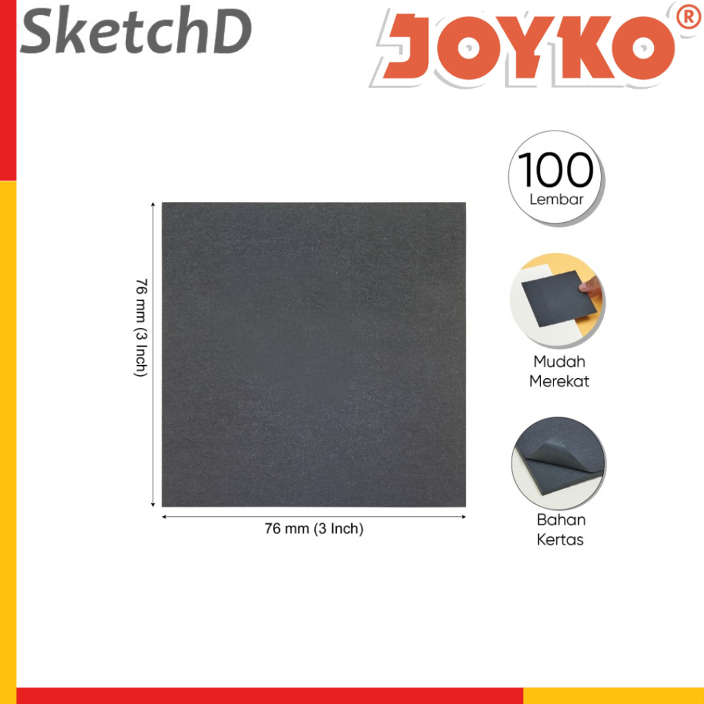 Jual Memo Kertas Tempel Hitam Joyko MMS 21 Sticky Notes Black 100 ...