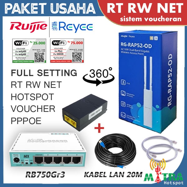 Jual Paket Alat Wifi Hotspot RT RW NET Ruijie RAP52-0D 360 Dual Band | Shopee Indonesia