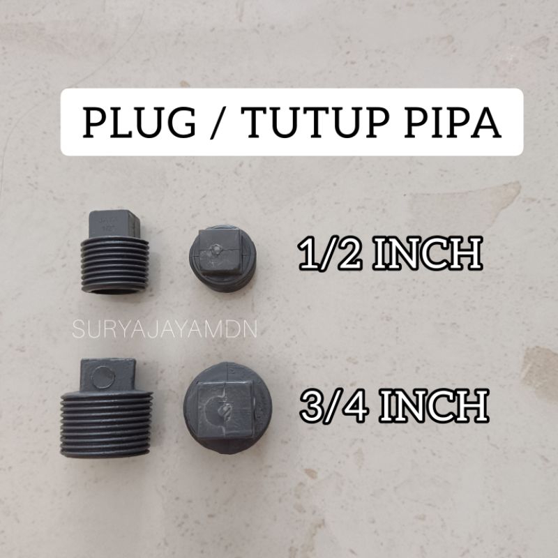 Jual PLUG DOP PVC DRAT LUAR 1/2 INCH DAN 3/4 INCH TUTUP PIPA BAWAH ...