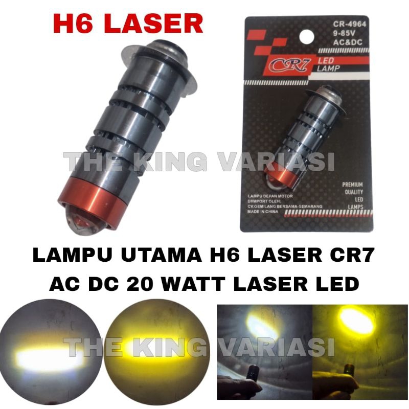 Jual LAMPU UTAMA MOTOR LED H6 LASER CAHAYA PUTIH KUNING CR7 / PAMPU ...