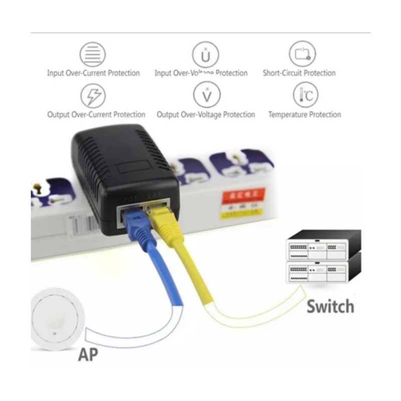 Jual poe adaptor charger 12v 3A cctv kamera IP camera injecor power ...