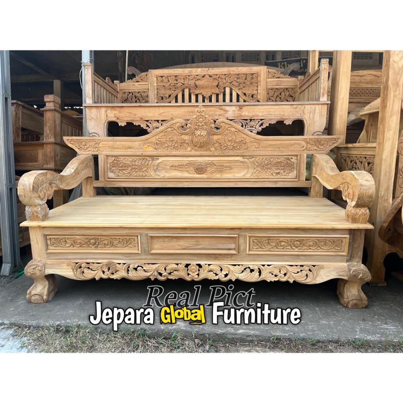 Jual REAL PICT !! Bangku bale bale Ukir Bagong mahkota - bangku bale ...