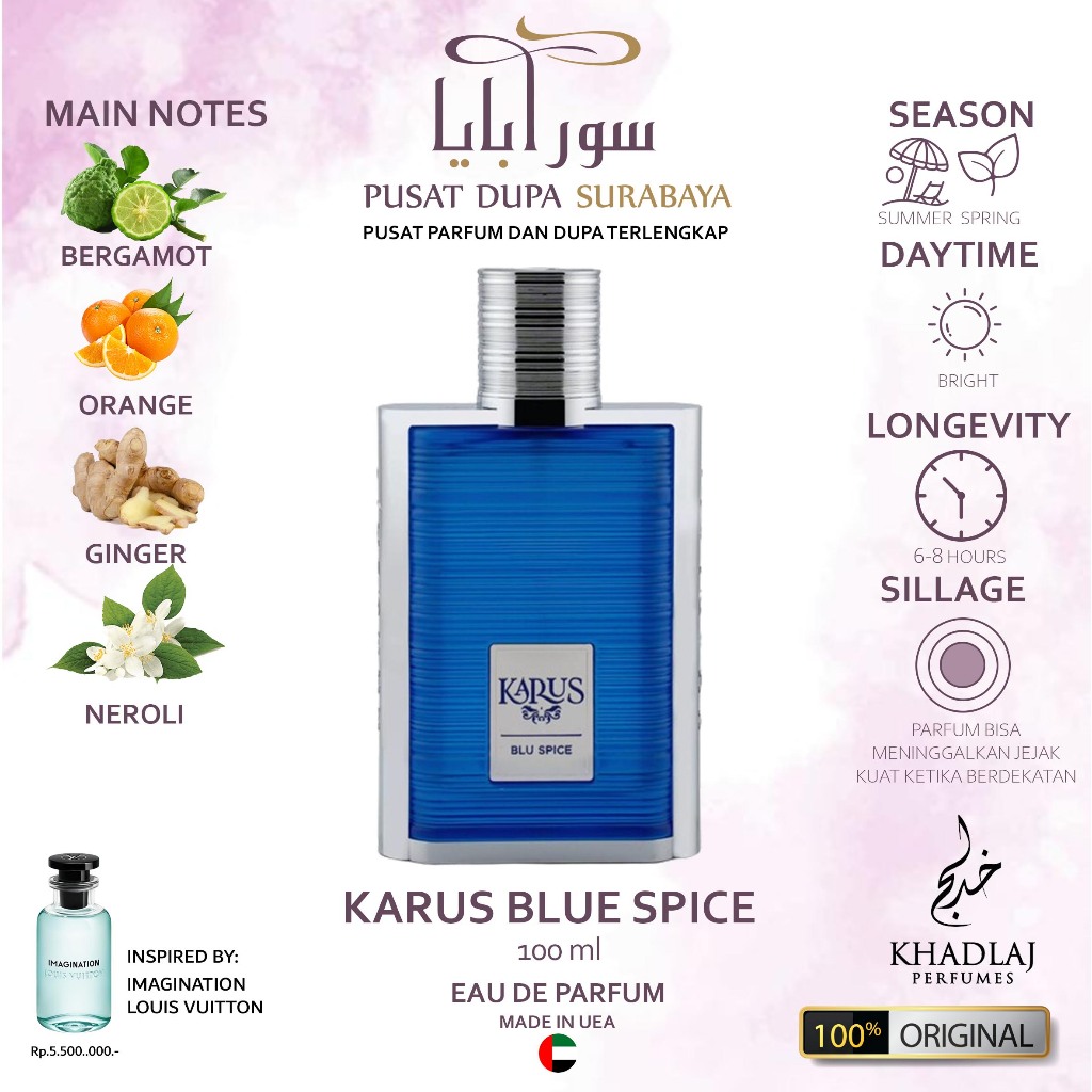 Jual Parfum Asli Arab Original Premium Karus blue spice khadlaj | Shopee Indonesia