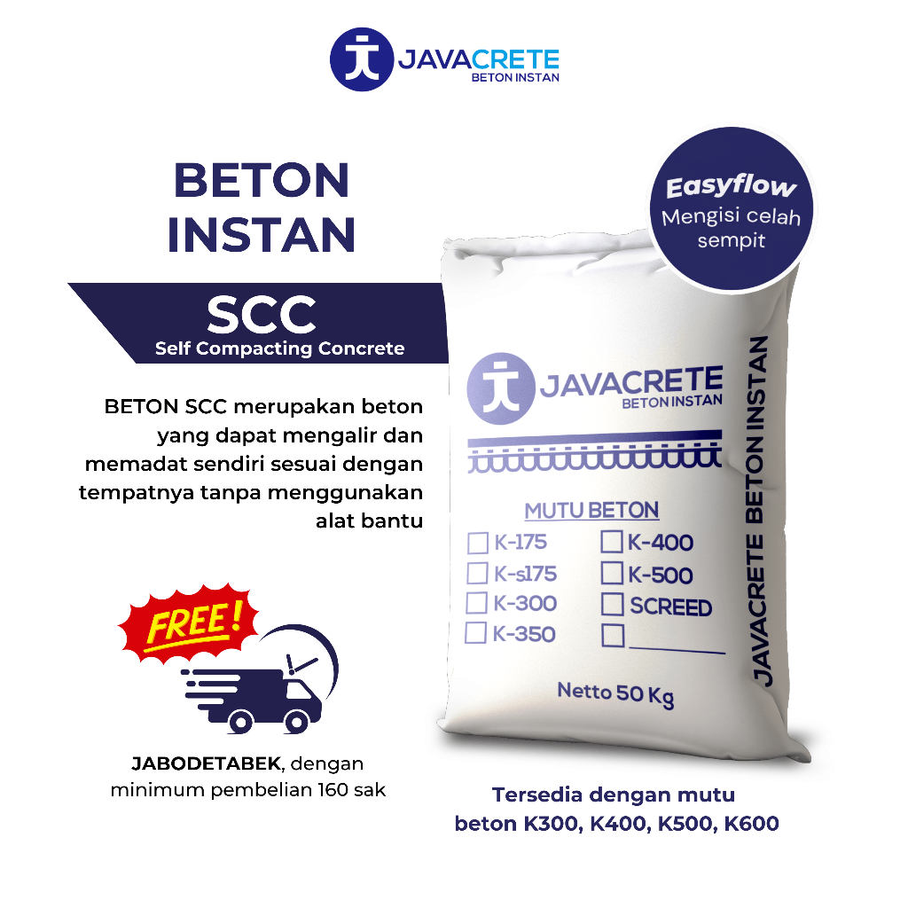 Jual JAVACRETE SCC (Self Compacting Concrete) K500 | Shopee Indonesia