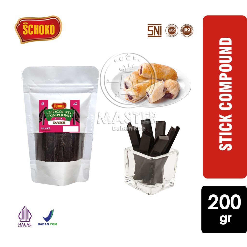 Jual Coklat Stik Schoko Dark Chocolate Compound Stick [Repack 200 gr ...