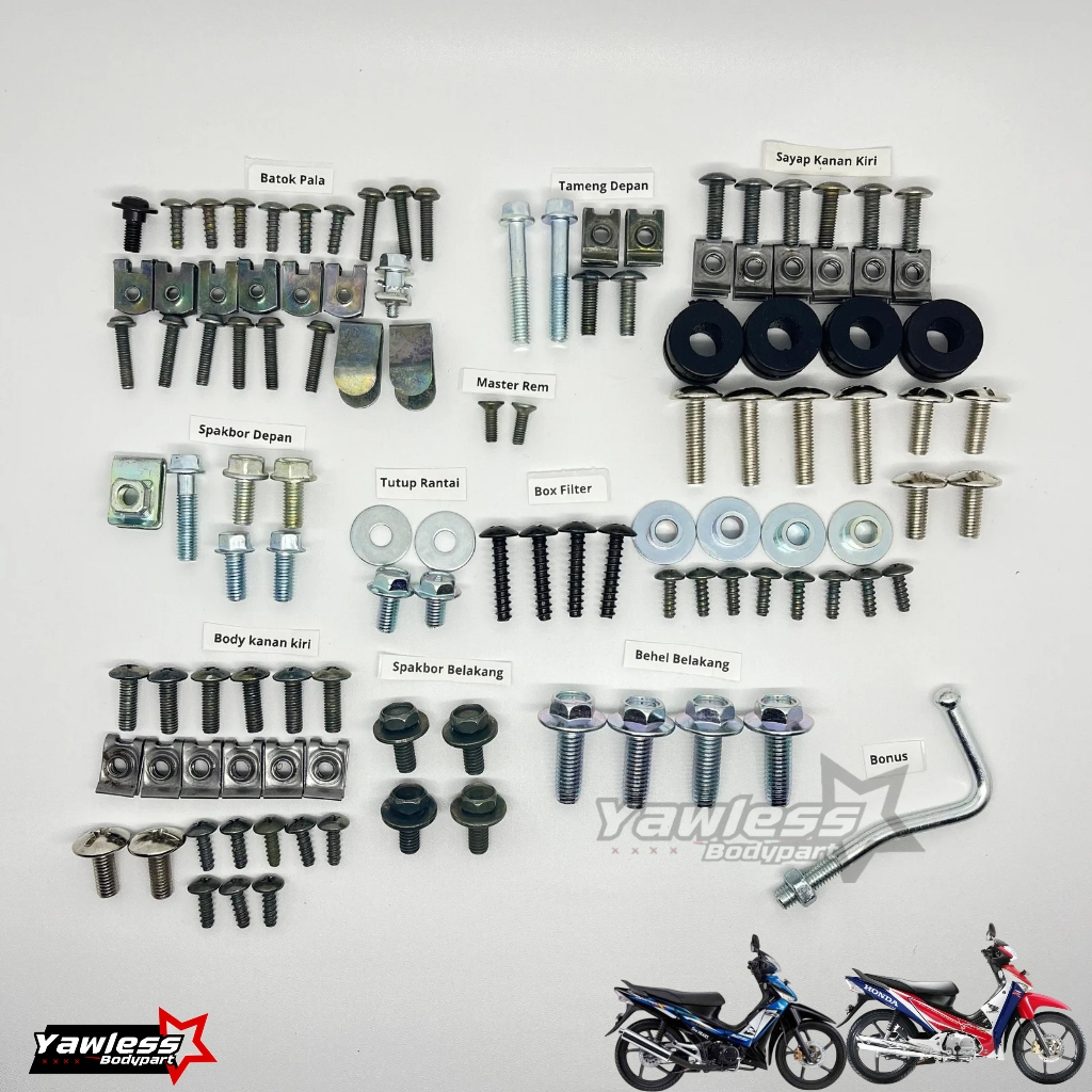 Jual Baut Supra X 125 / Baut Body motor Supra X 125 Lengkap/Baut body ...