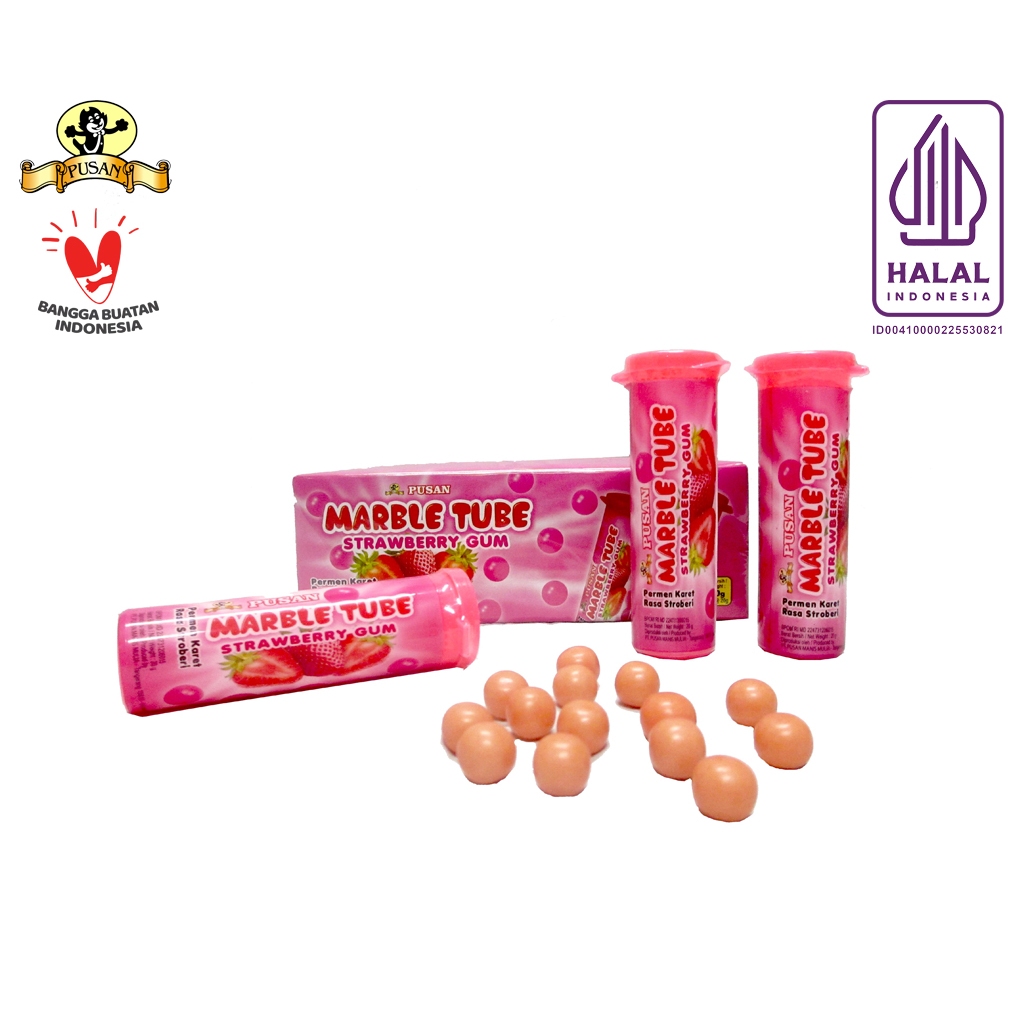 Jual Pusan Marble Assorted Tube Strawberry Permen Karet | Shopee Indonesia