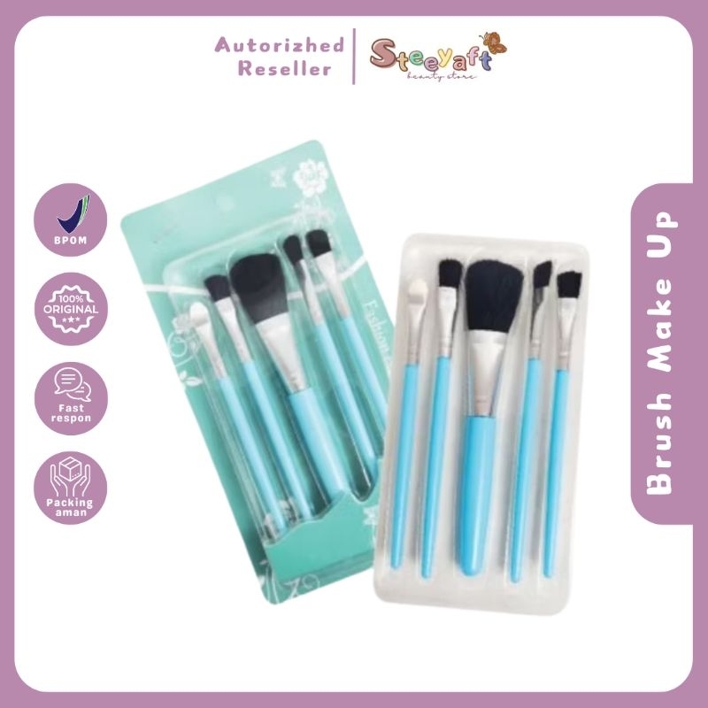 Jual Kuas Make Up Set 5 in 1 Mini Travel - Paket Brush Make Up - Blush ...