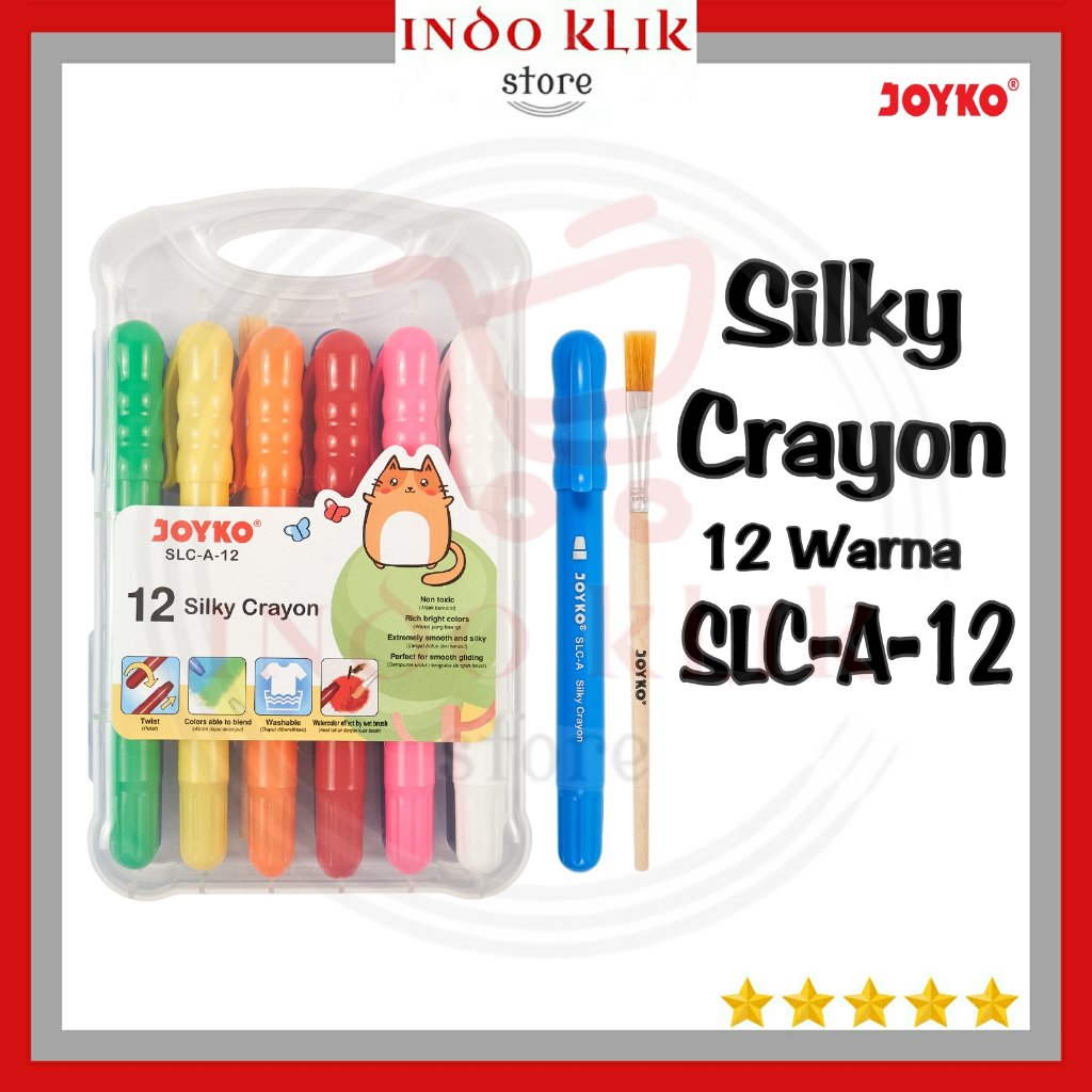 Jual Crayon Joyko Silky SLC-A-12 Warna + Kuas / Krayon Halus SLC A 12 ...