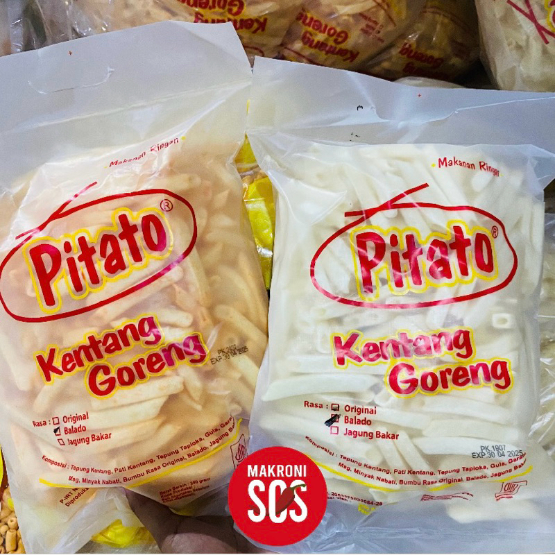 Jual PITATO Snack Kentang Goreng 250gr Pitato Kemasan Rasa Balado ...