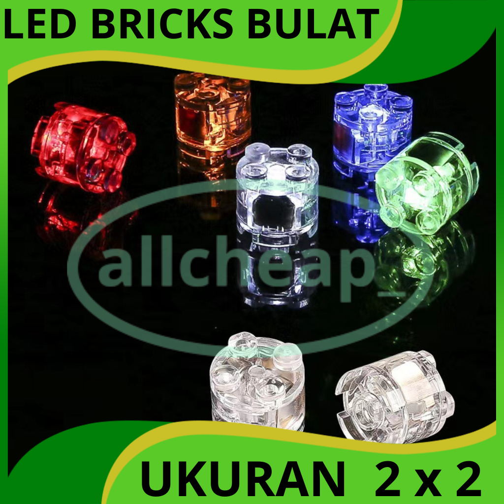 Jual LED BRICKS BULAT 2x2 Include Battery Baterai LIGHT LED BRICK BULAT ...