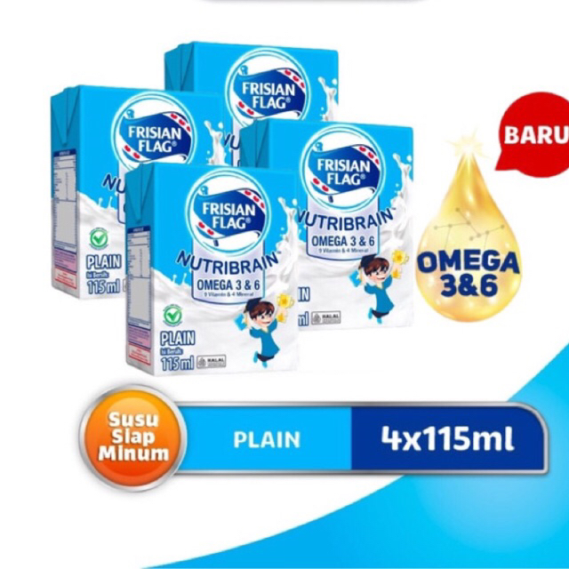 Jual Frisian Flag Omega Susu UHT Plain 115ml (4 pcs) | Shopee Indonesia