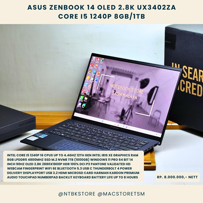 Jual Asus ZenBook OLED 14 UX3402ZA i5 1240p gen 12 1TB SSD 8GB RAM 14 ...