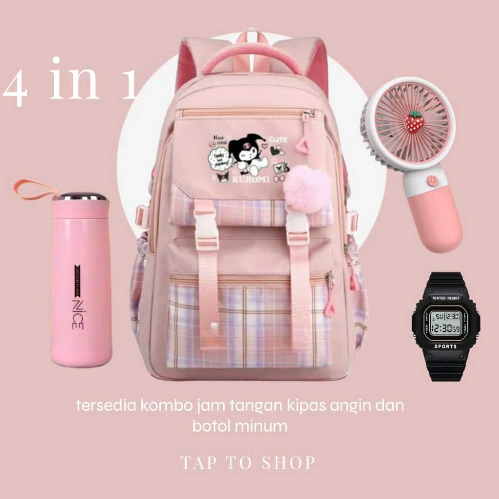 Jual TAS RANSEL SEKOLAH ANAK KARAKTER KUROMI SANRIO CINNAMOROL MODEL TERBARU LEBIH LENGKAP COMBO ...