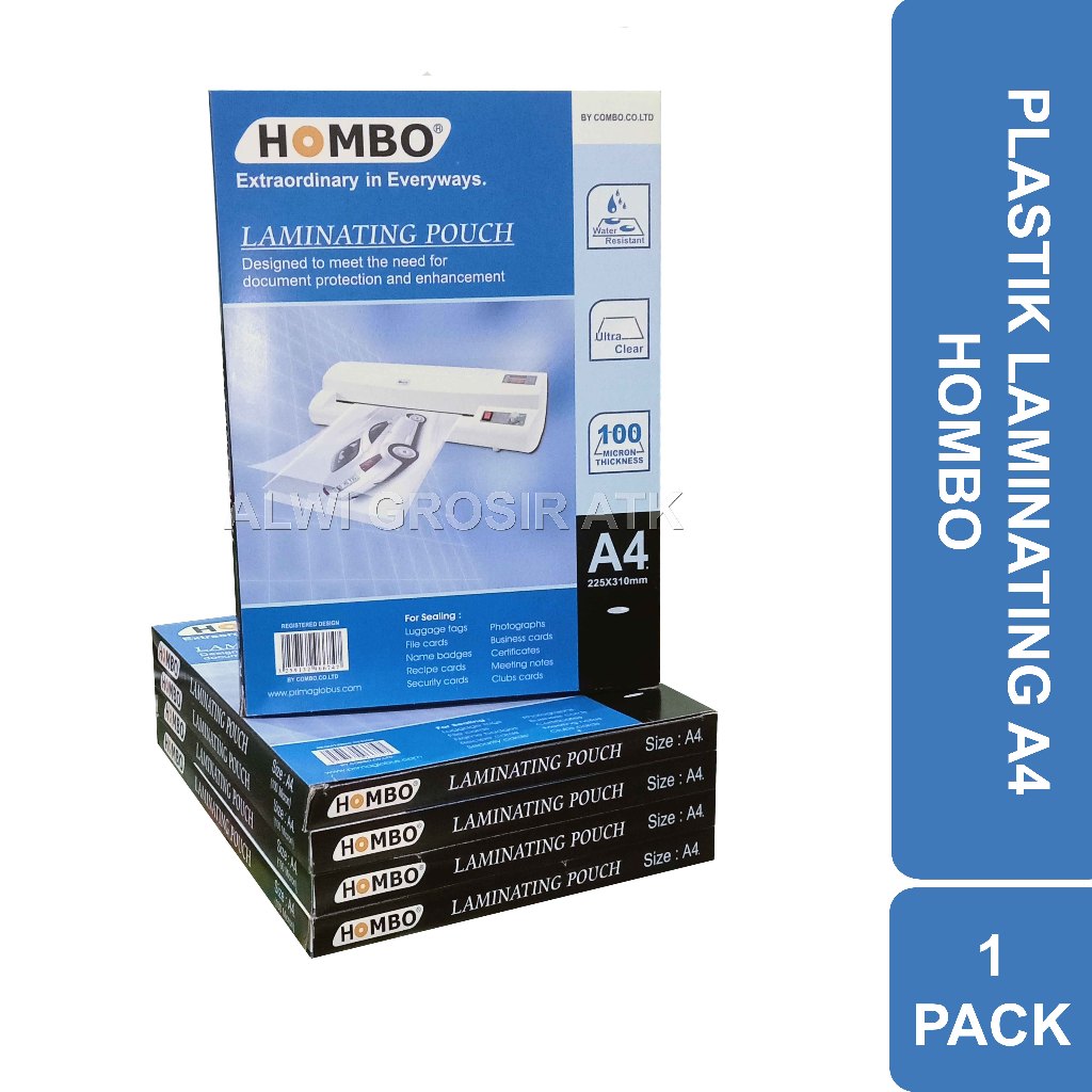 Jual Plastik Laminating A4 Hombo Isi 100 Lembar 225x310mm | 1 Pack ...