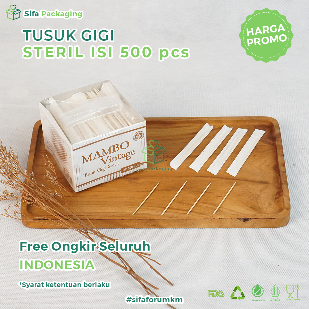 Jual Tusuk Gigi Steril Tusuk Gigi Bamboo Bambu Isi 500 Tusuk Buah